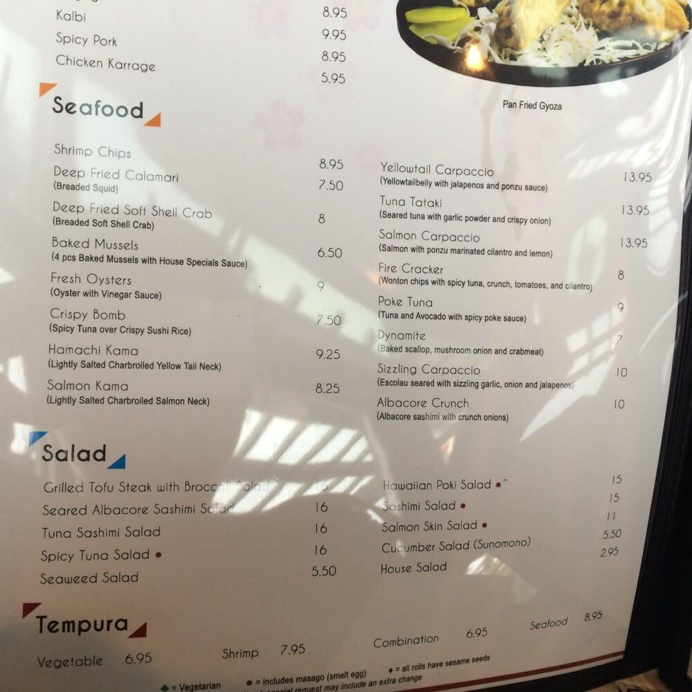 Menu at Arigato Sushi restaurant, Salinas