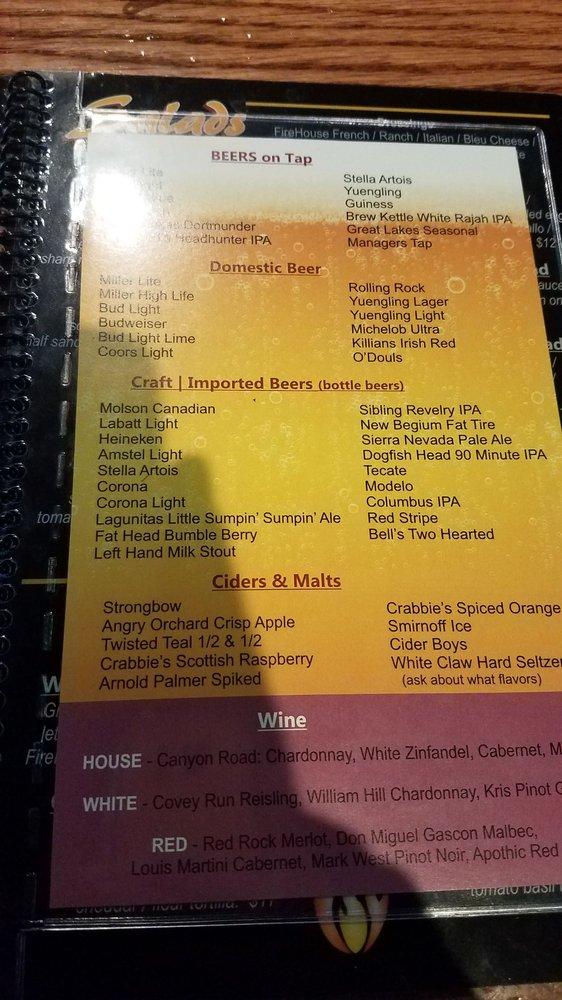 Menu at Firehouse Grille & Pub, Willoughby Hills