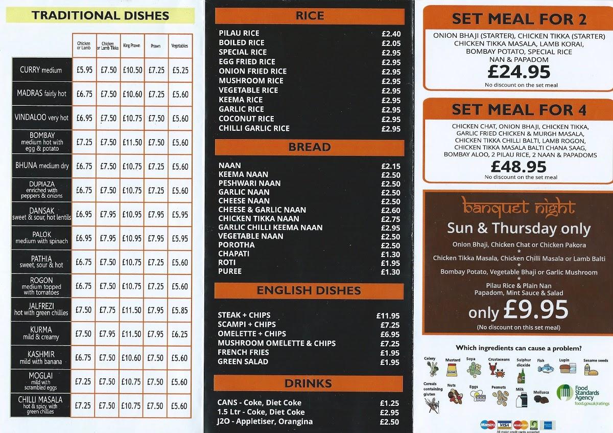 Menu at Indian Dream Takeaway restaurant, Didcot, 3 Park Rd