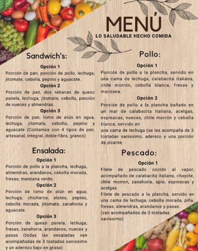 Menu at Natural-Fit restaurant, San Pedro Tapanatepec