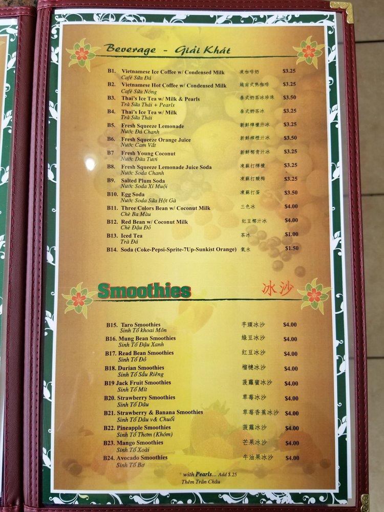 Menu at Pho Saigon City 2 restaurant, Pleasant Hill