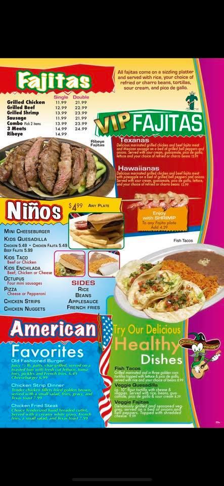 Menu at Poblanos Mexican Restaurant, Ashdown