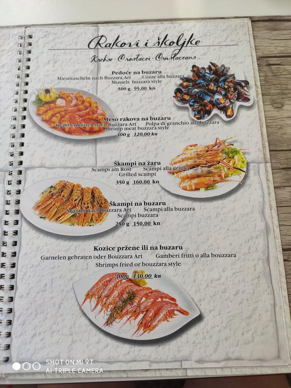 Menu au Restoran"Marina" restaurant, Makarska