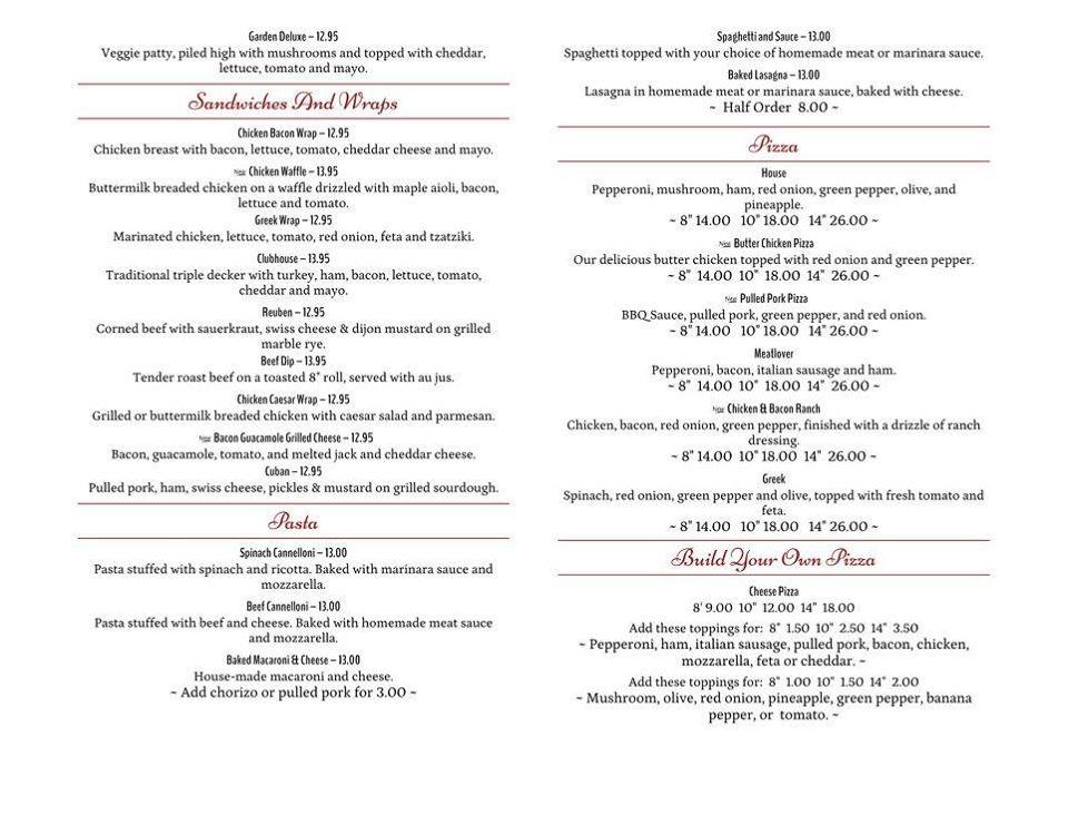 Menu at Second Home Cafe & Grill, Summerland