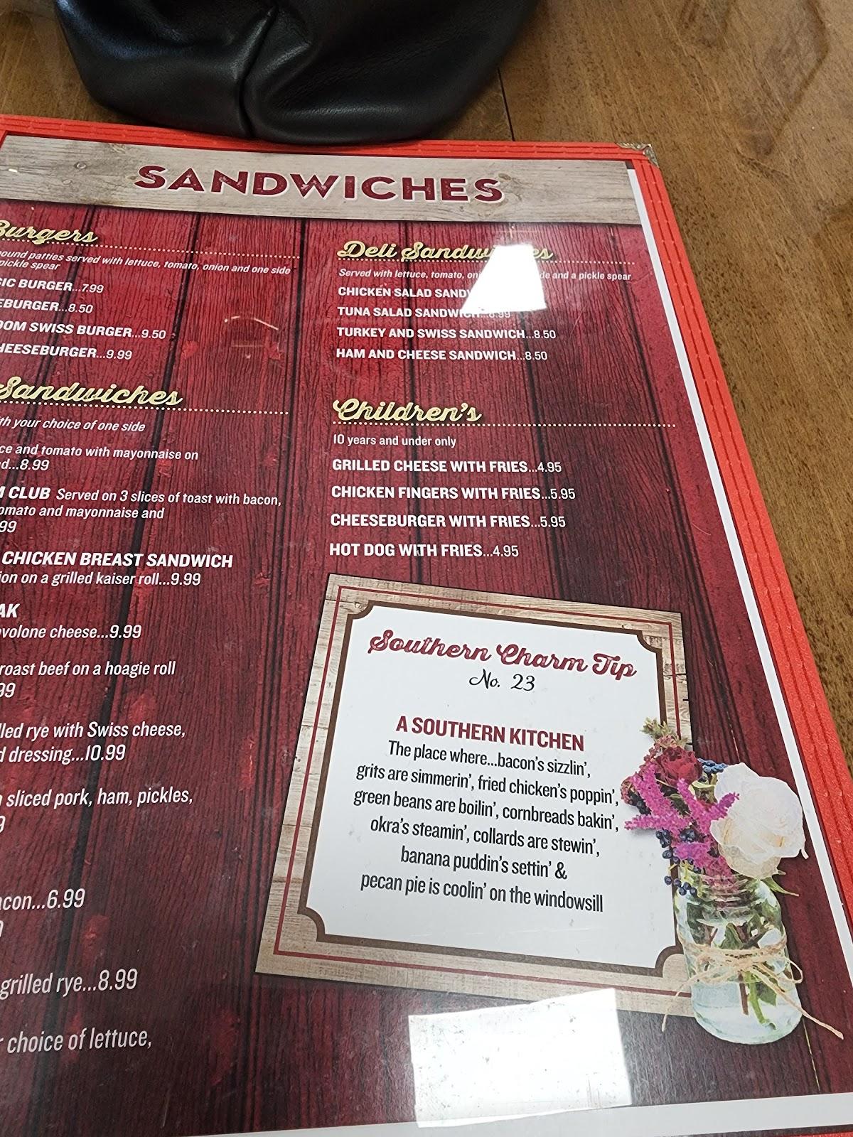 Menu at Southern Charm Cafe, Cape Canaveral