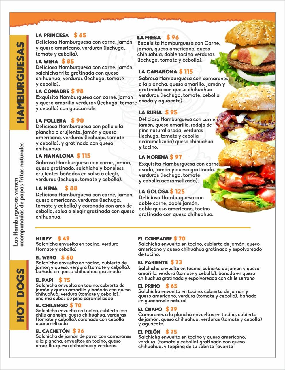 Carta del restaurante WERO'S HOT DOGS, HAMBURGUESAS Y WINGS, Culiacán ...