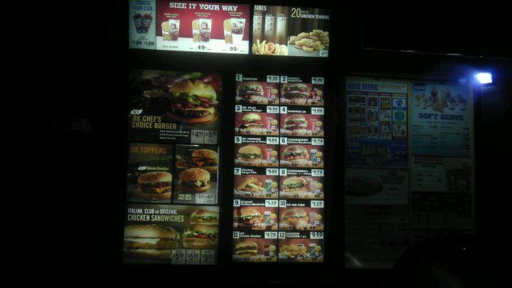 Menu at Burger King fast food, Riverside, Tyler St