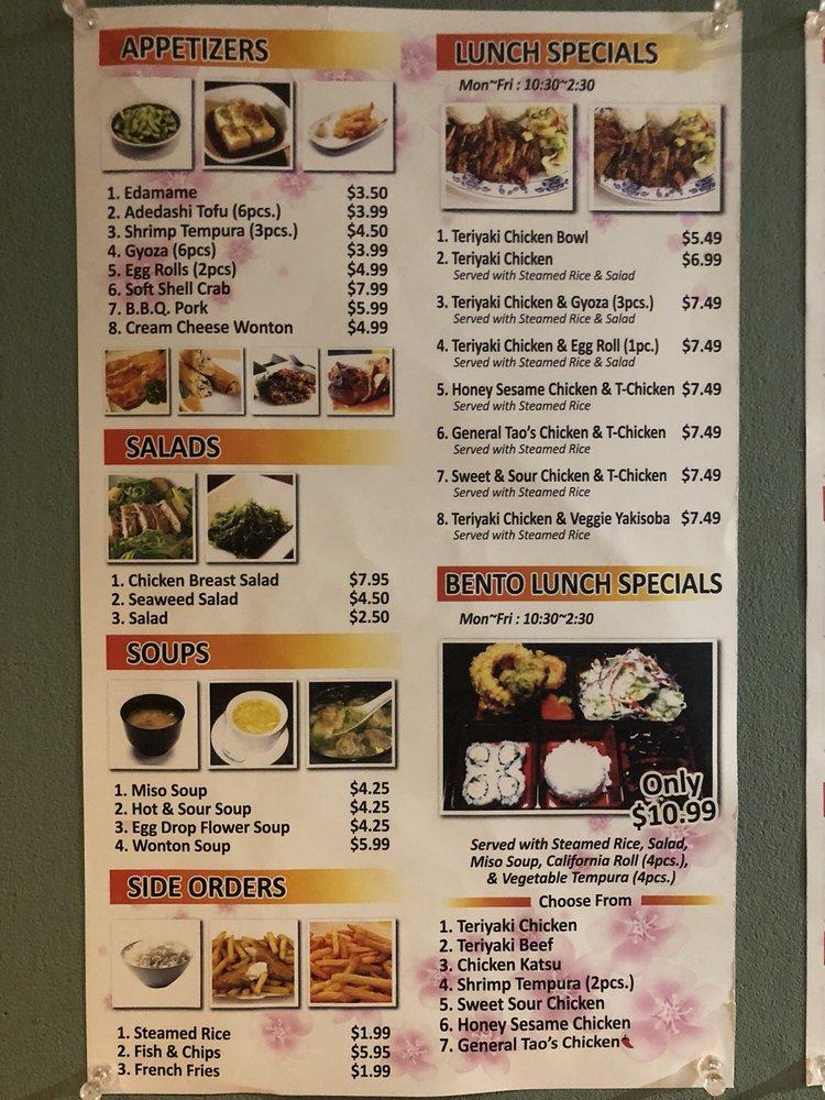 Menu at Sakura Teriyaki & Sushi restaurant, Sunnyside