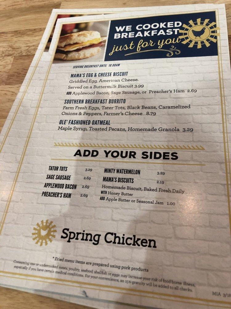 Menu at Spring Chicken - Miami International Airport restaurant, Miami