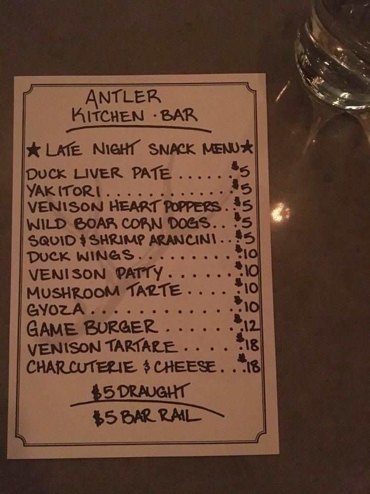 Menu at Antler Kitchen & Bar, Toronto