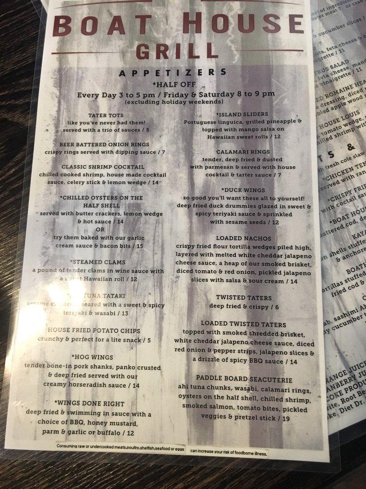 Carta de parrilla Boat House Grill, Lake Havasu City