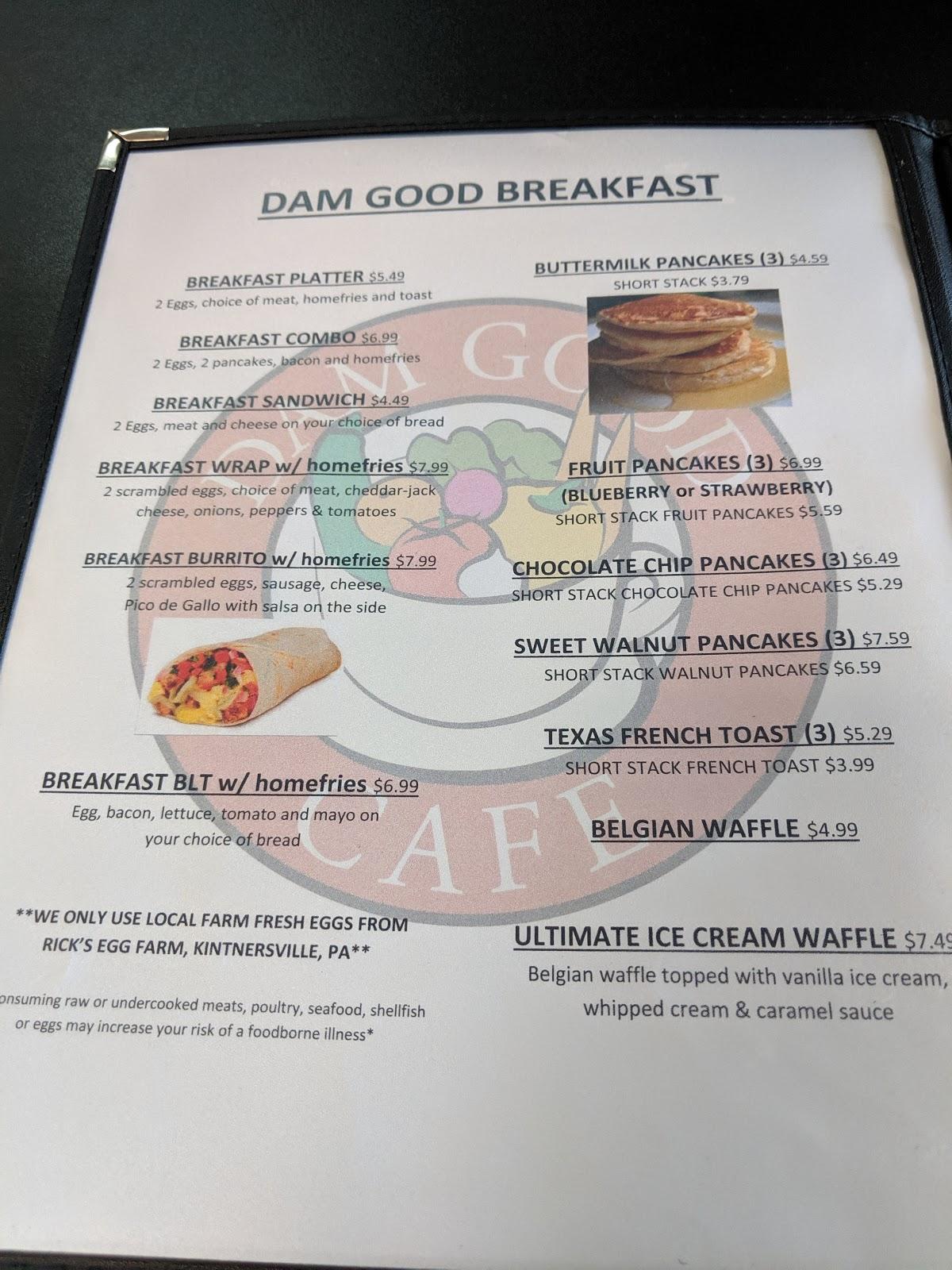Menu at Dam Good Cafe, Dublin, 161 N Main St