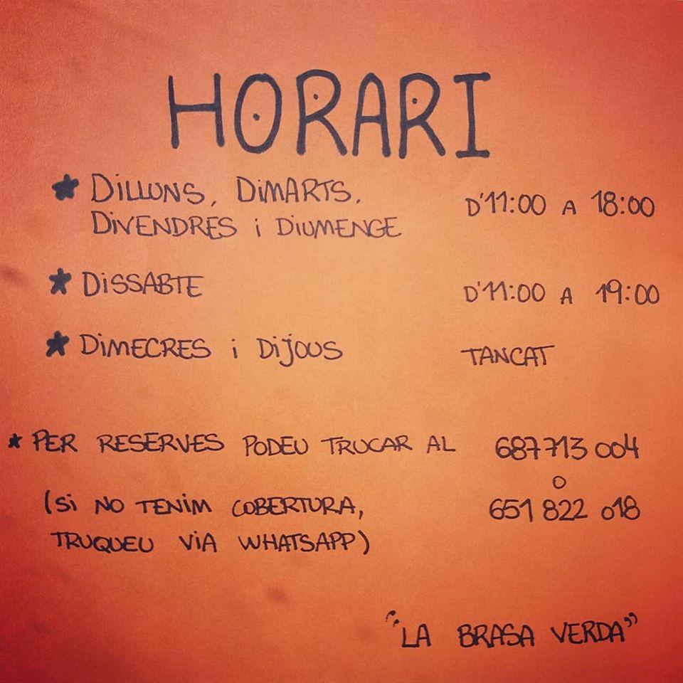 Menu at La Brasa Verda restaurant, El Pinell de Brai