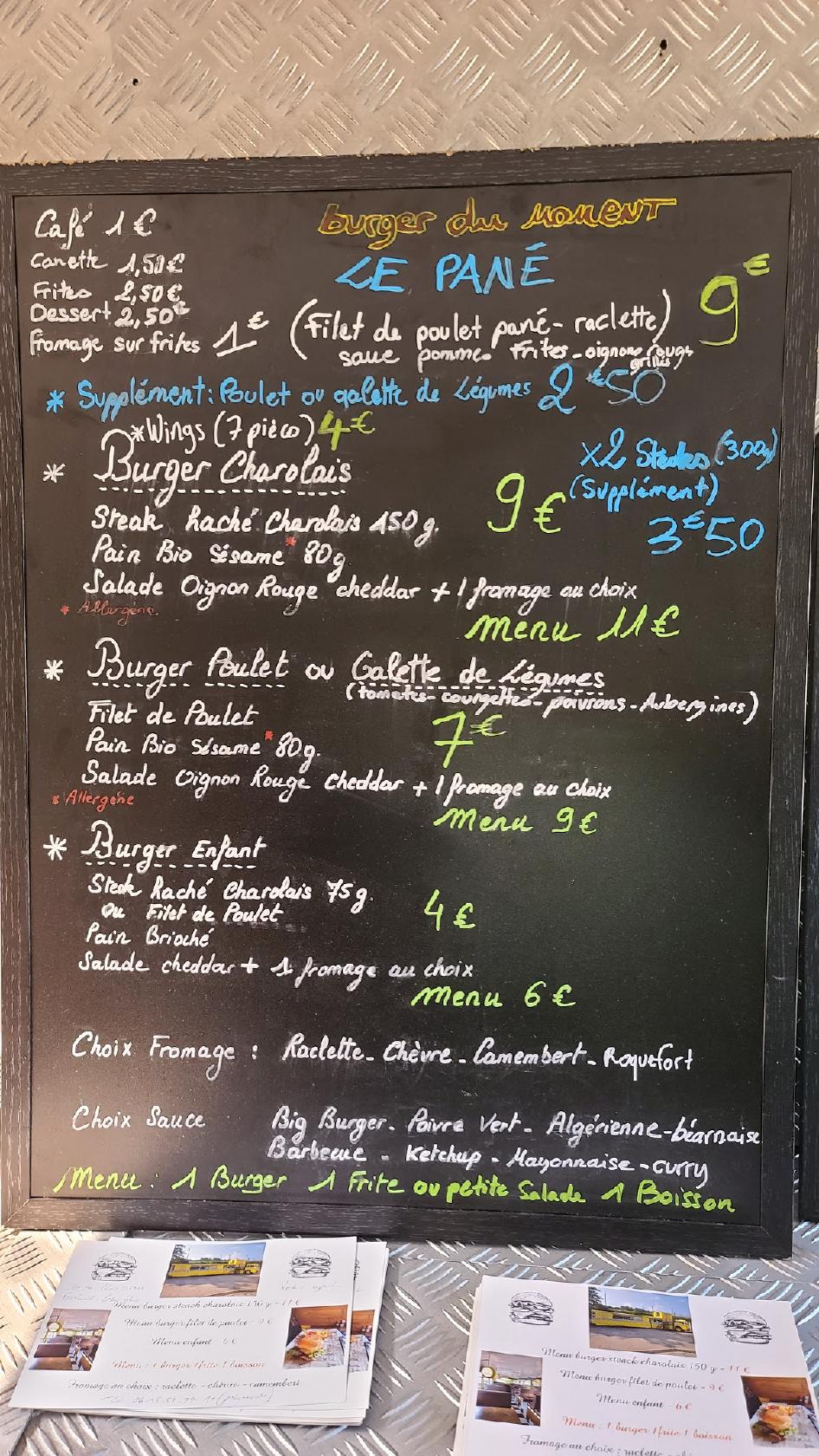 Menu at Le Bus restaurant, Saint-Ouen-l'Aumône