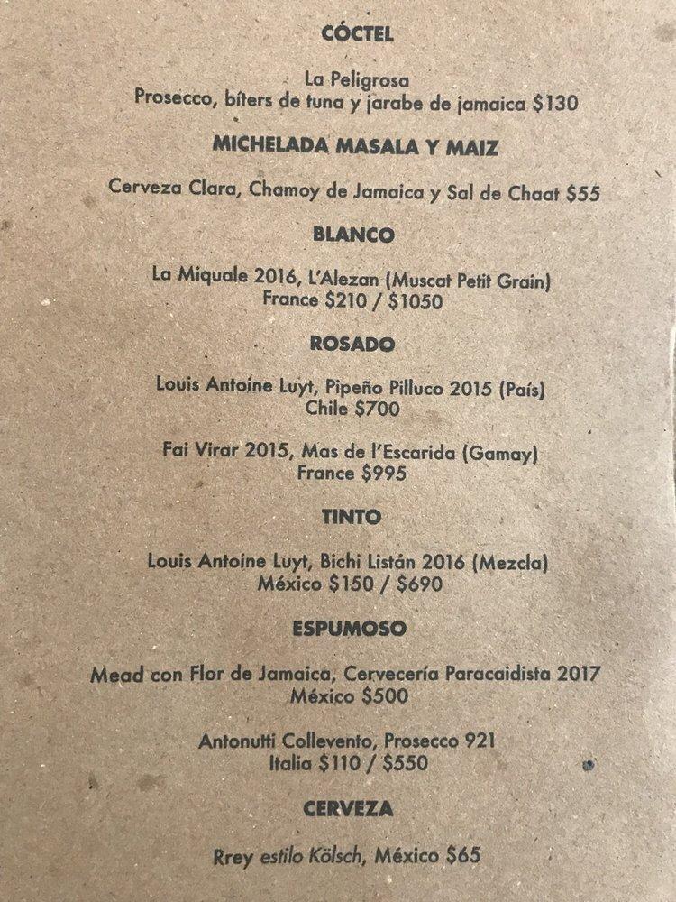 Carta del restaurante Masala y Maíz, Ciudad López Mateos, Calle ...