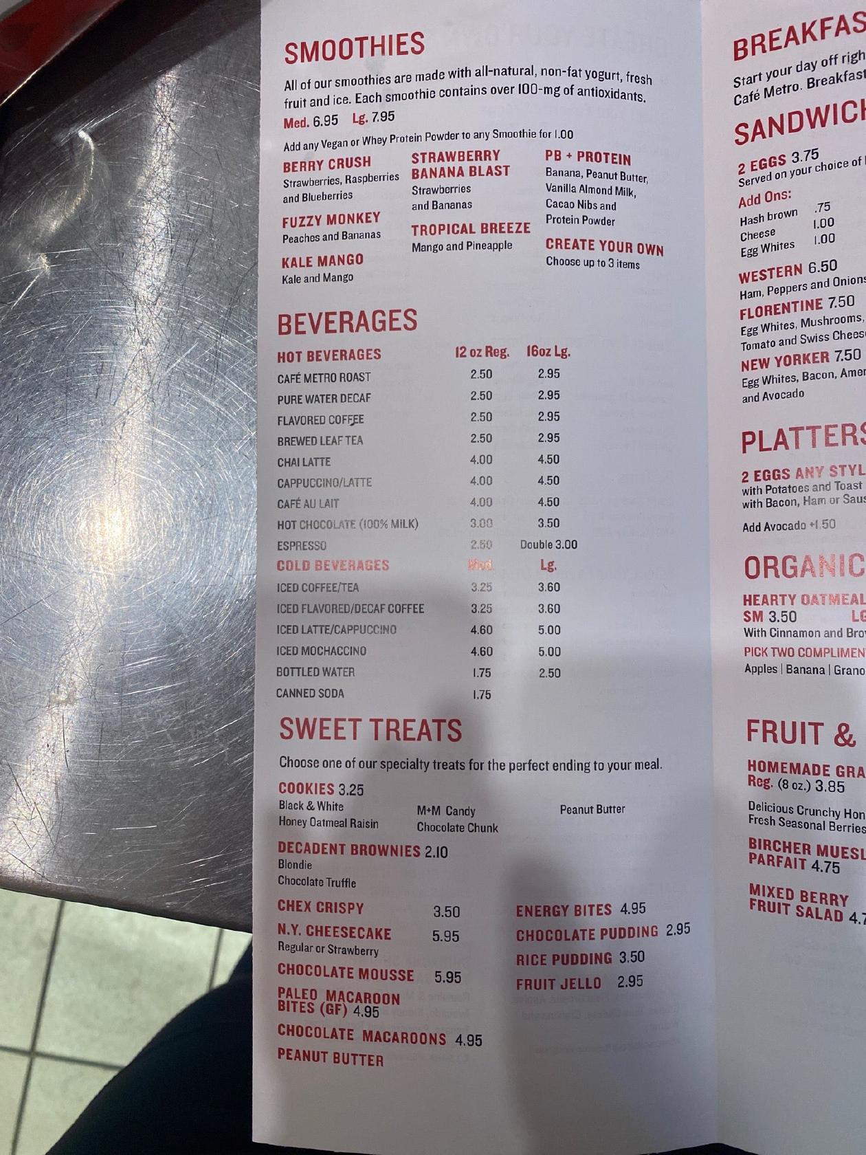Menu at Metro pub & bar, West New York, Broadway (71st
