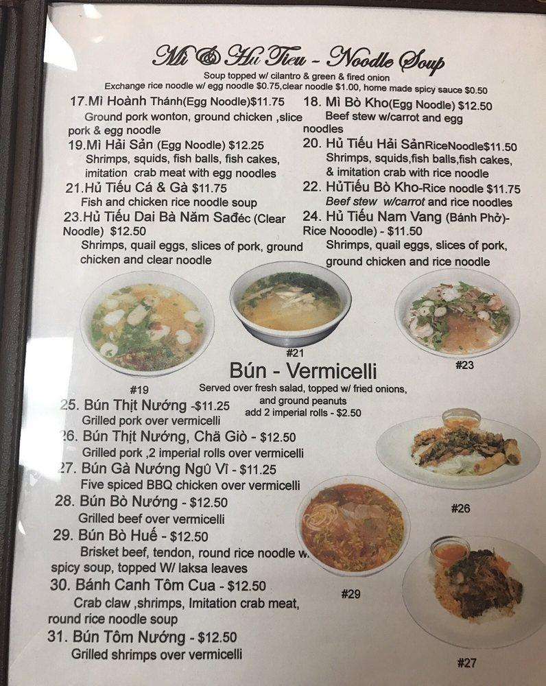 Menu at Pho Vietnam restaurant, San Francisco