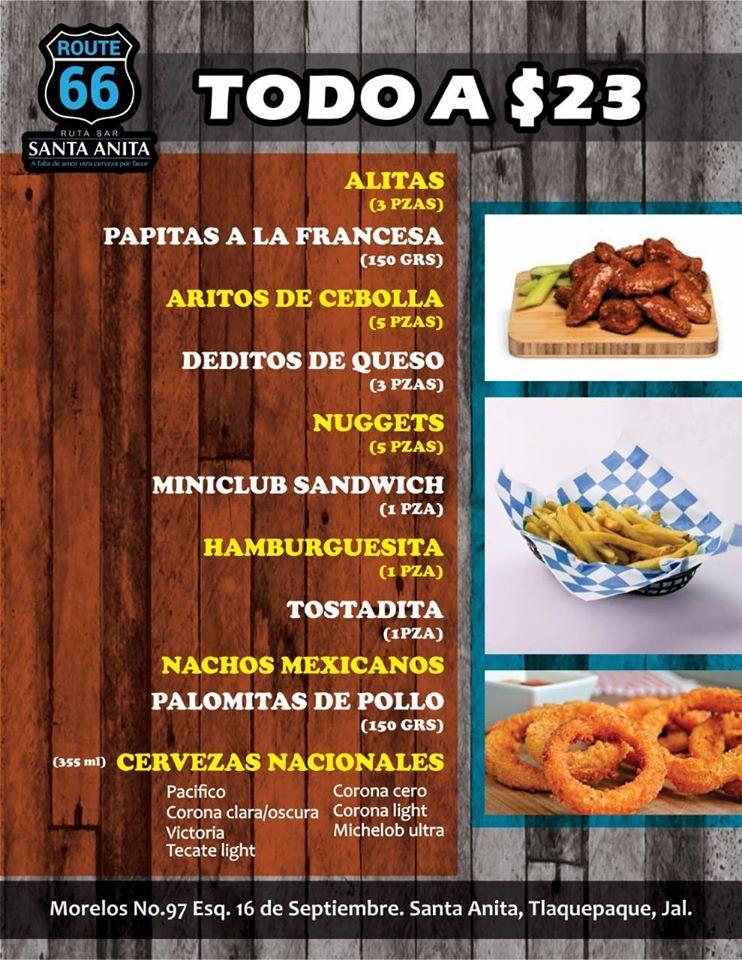 Carta de Route Bar 66 Santa Anita, Santa Anita