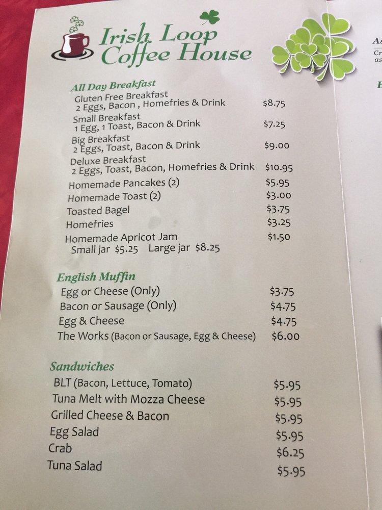 Menu at Irish Loop Coffee House, Witless Bay