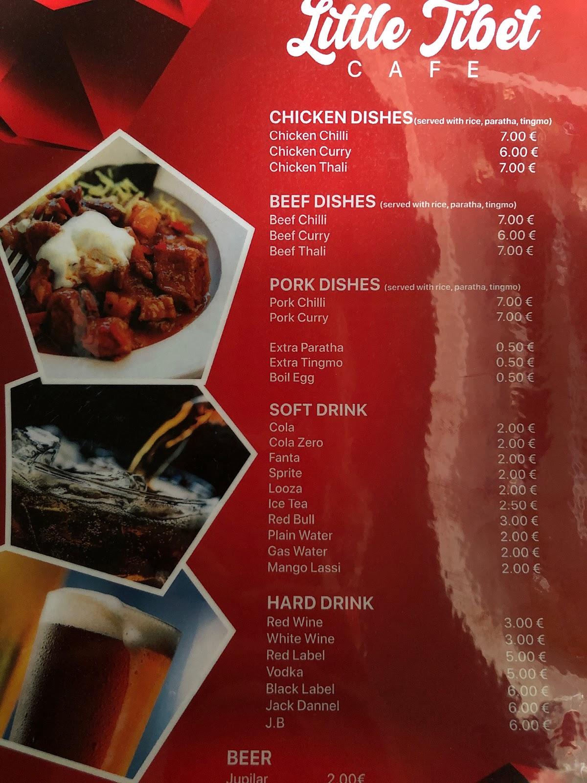 Menu at Little Tibet Cafè, Antwerp