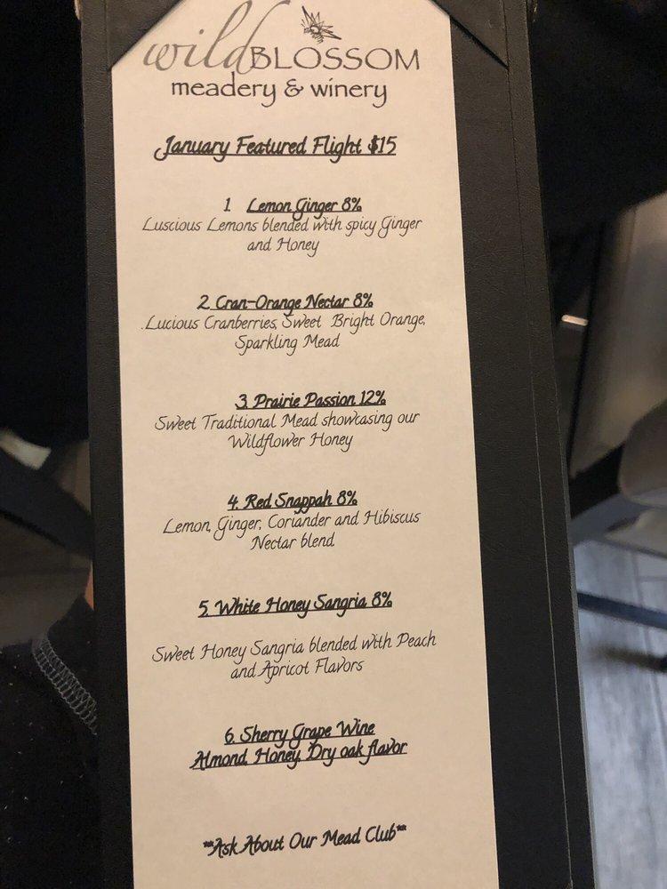 Menu at Wild Blossom Meadery and Winery restaurant, Chicago
