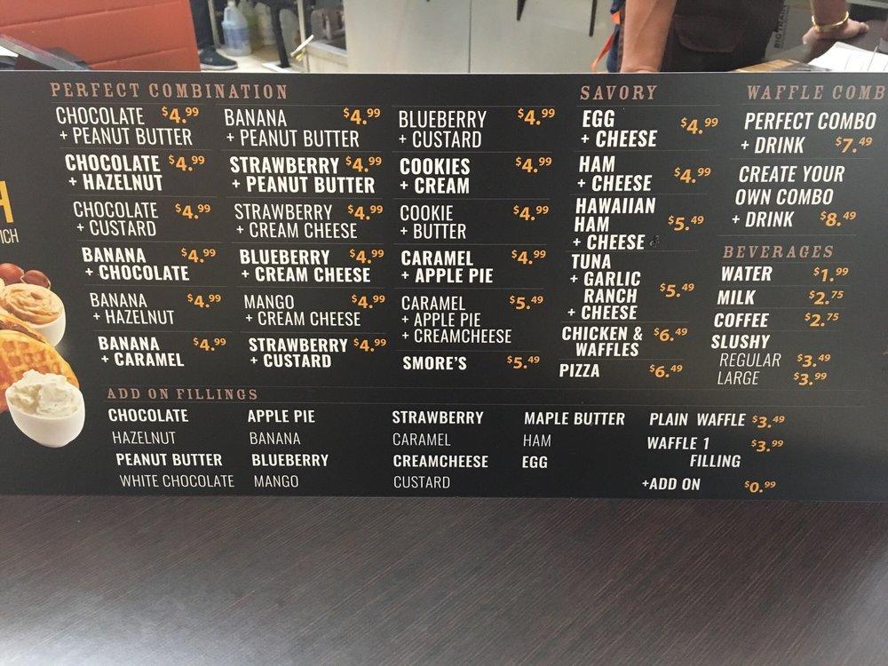 Menu at Famous Waffle Sandwich desserts, San Diego, Convoy St