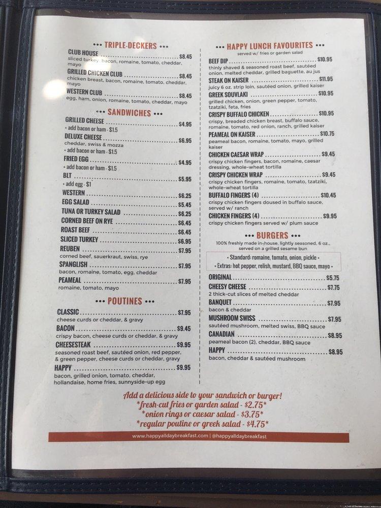 Menu at Happy All-Day Breakfast & Lunch restaurant, Newmarket