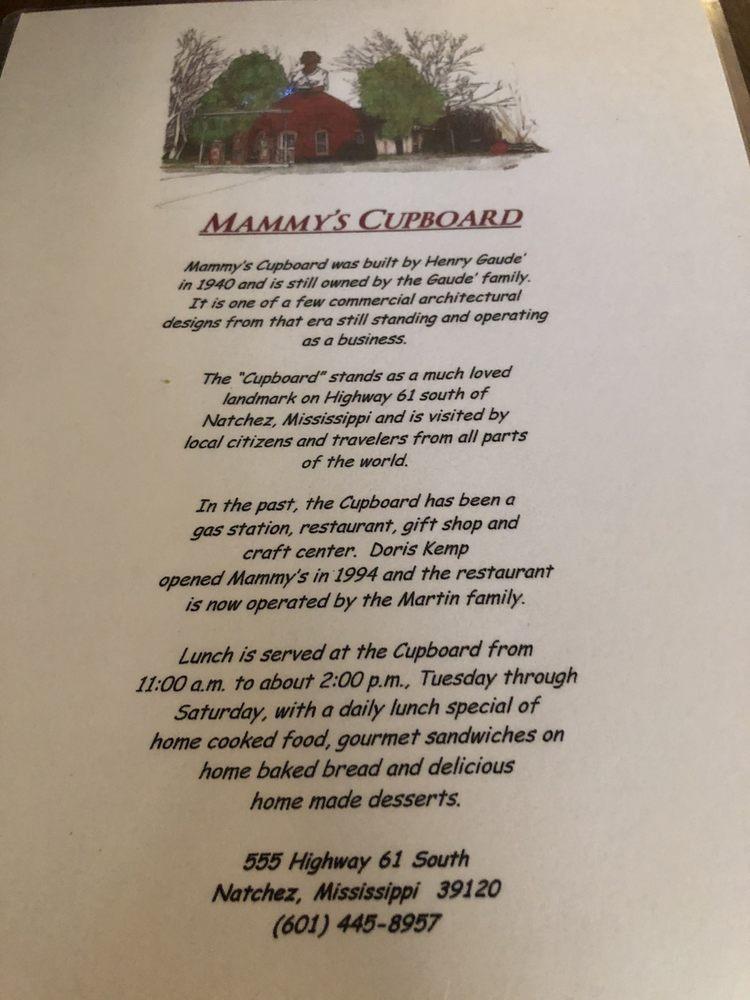 Menu at Mammy's Cupboard desserts, Natchez