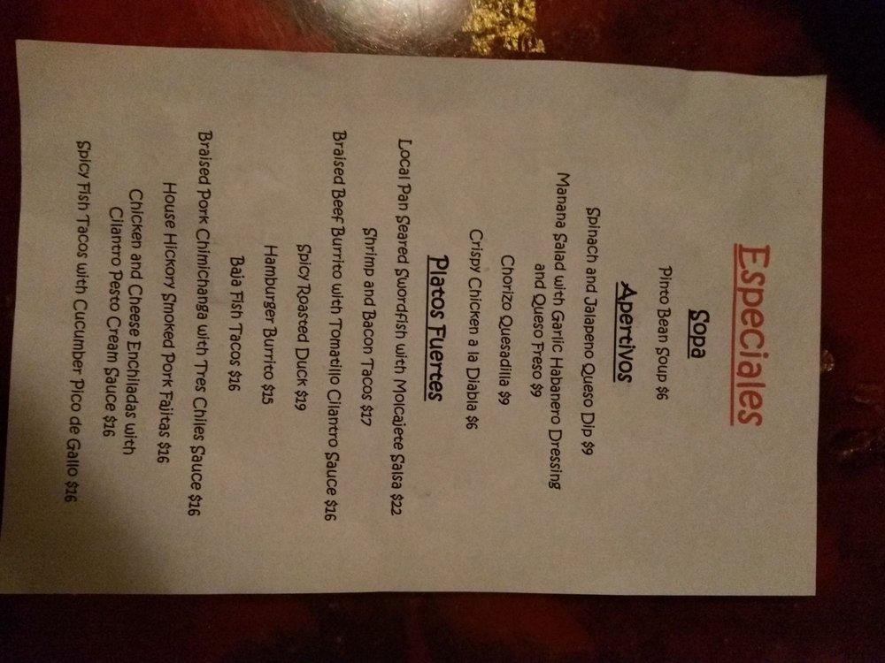 Menu at Mañana Cafe, Groton