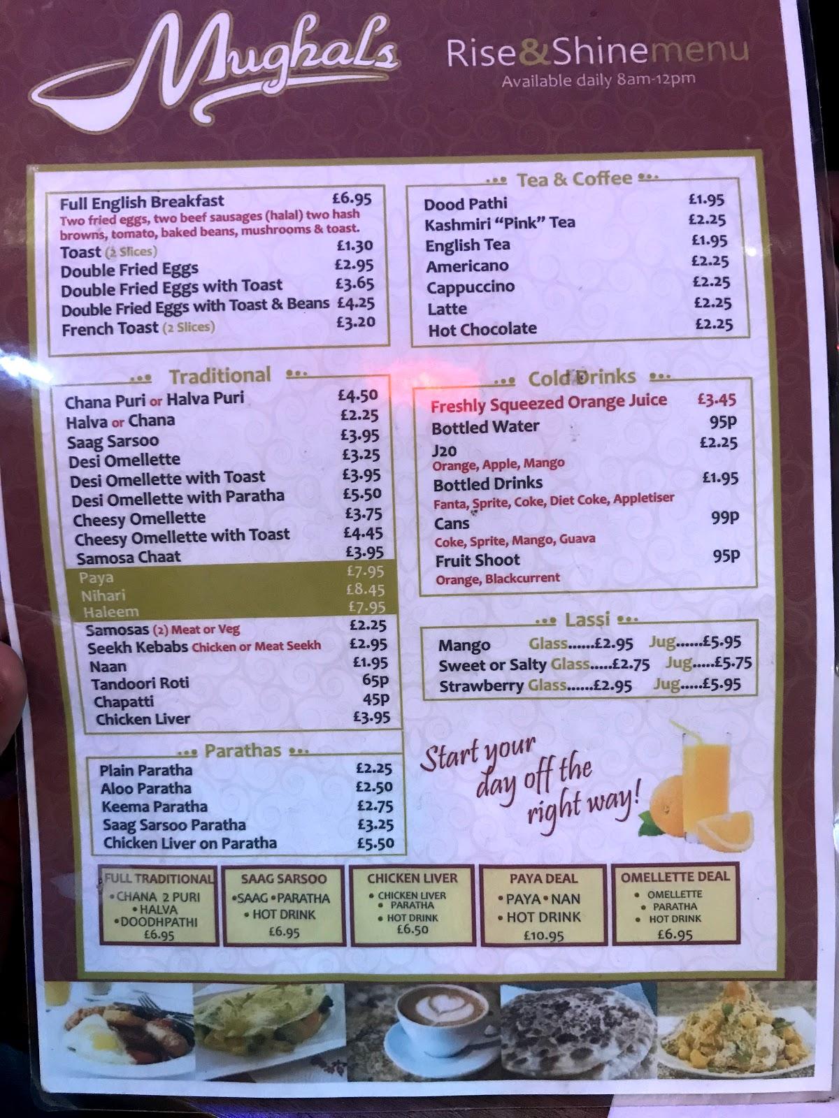 Menu at Mughals restaurant and sweet centre, Bradford