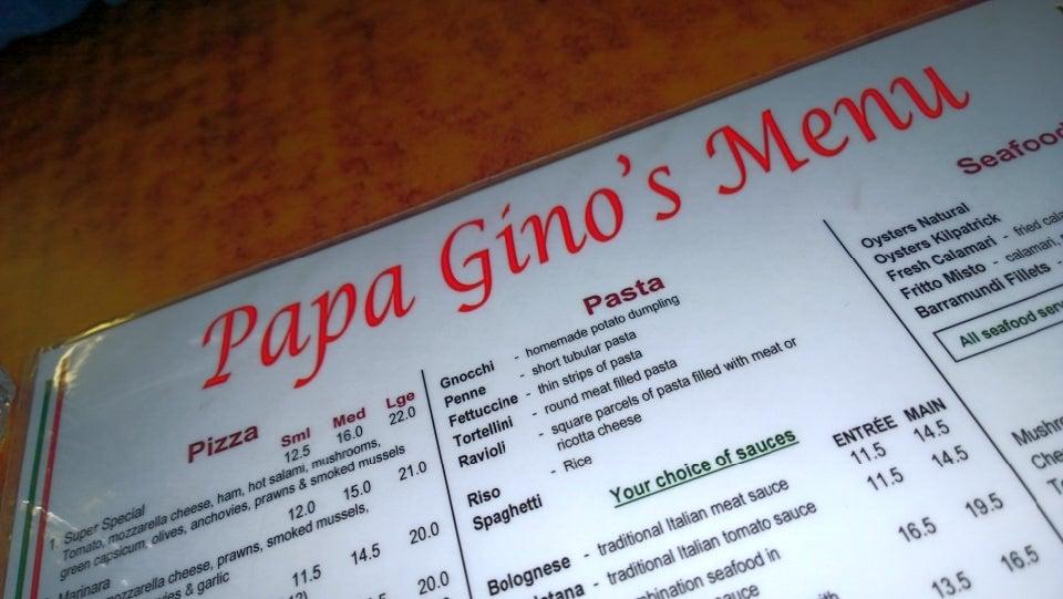 Menu at Papa Gino's fast food, Carlton, 221 Lygon St