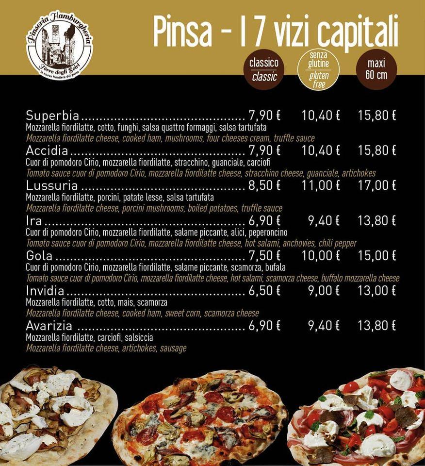 Menu da Pinseria Hamburgheria Torre Degli Sciri Perugia pizzeria, Perugia