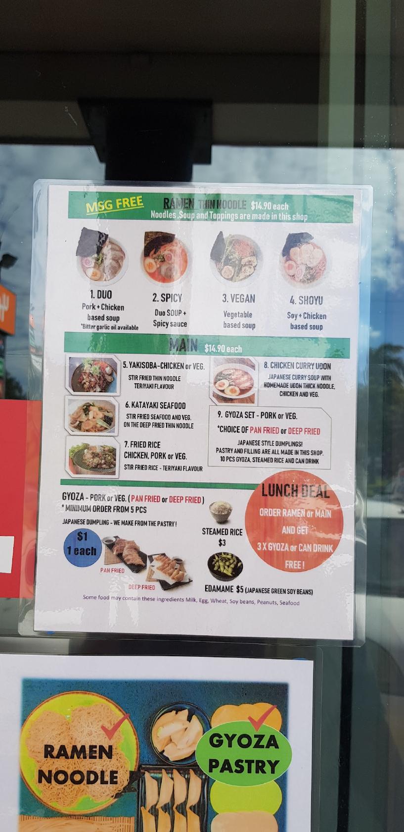 Menu at Ramen Street @ Cairns Central Shopping Centre restaurant ...