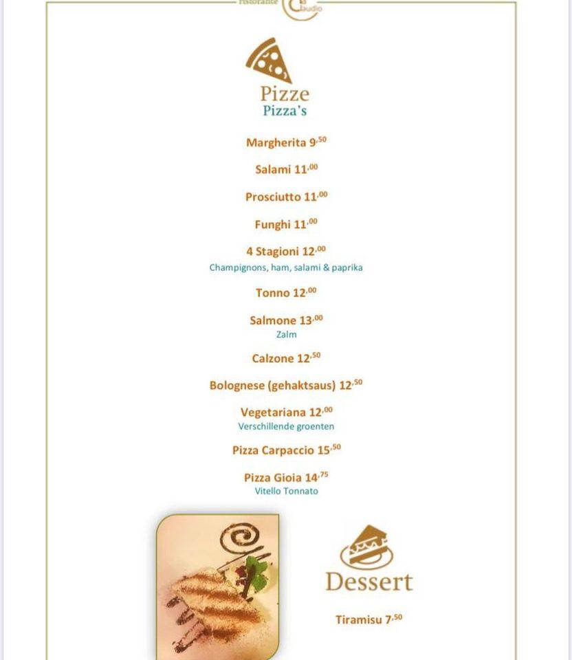 Menu at Restaurant da Claudio, Huissen