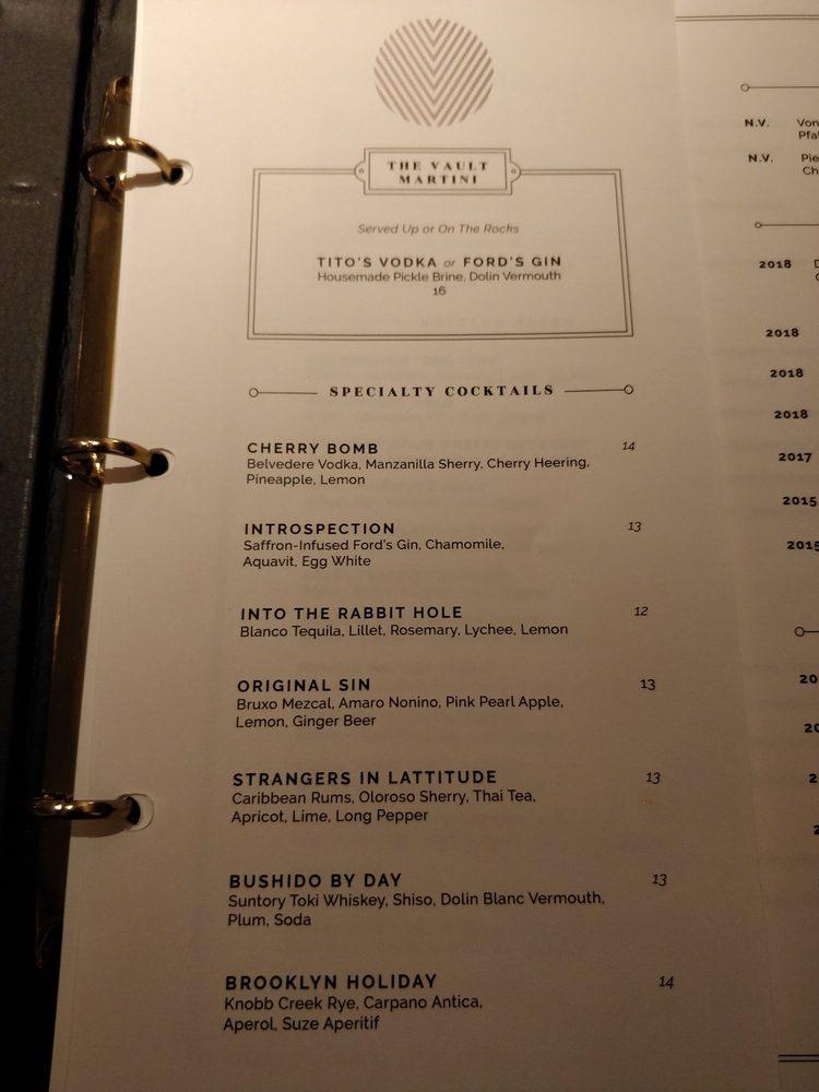 Menu at The Vault Garden pub & bar, San Francisco