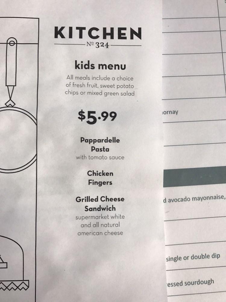Menu at Kitchen No. 324 restaurant, Oklahoma City, 324 N Robinson Ave