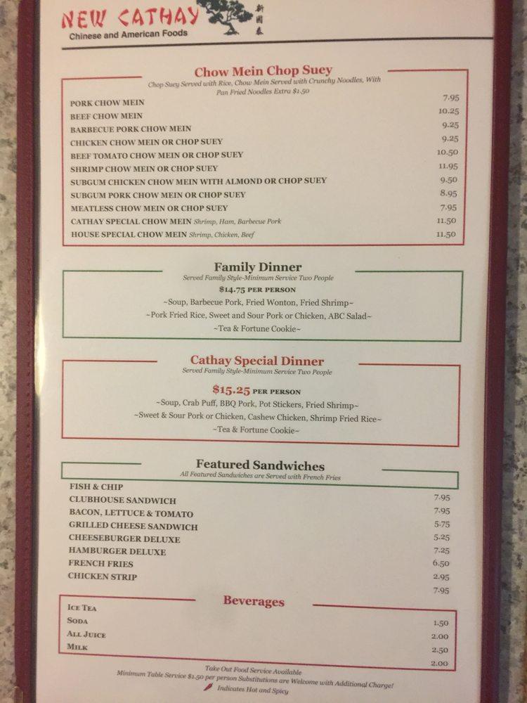Menu at New Cathay restaurant and lounge, Clackamas