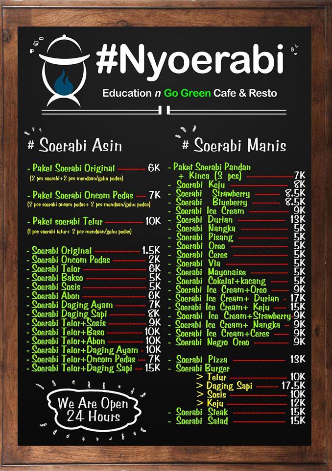 Menu at Nyoerabi Cafe dan Resto, Ciamis
