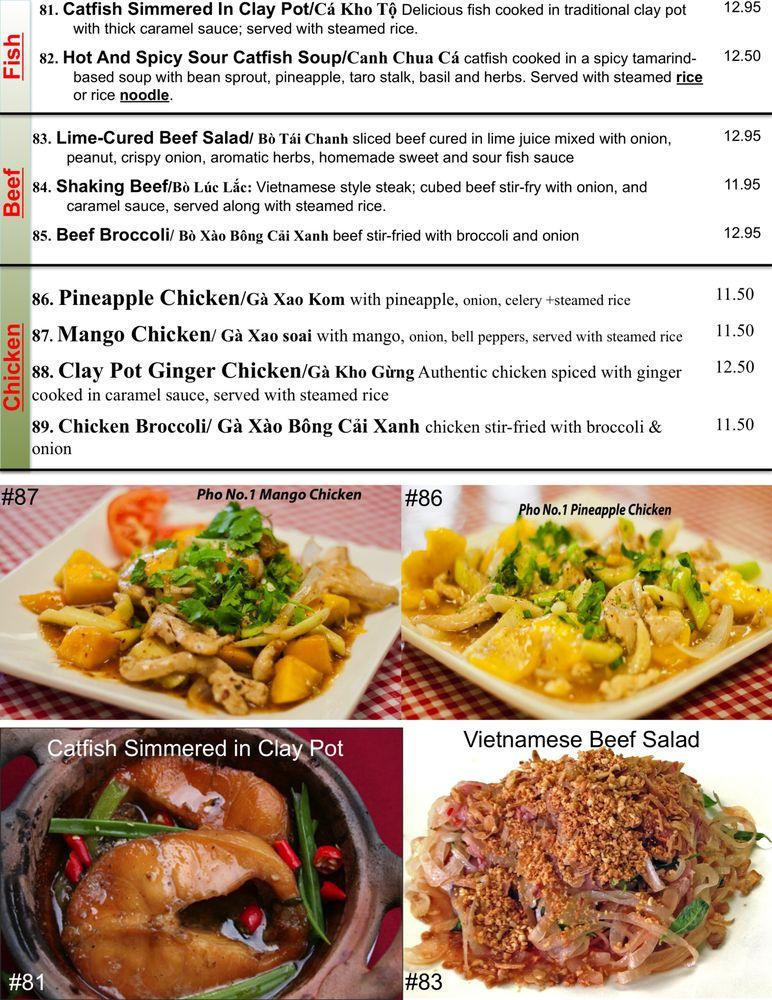 Menu at Pho No.1 Vietnamese Cuisine restaurant, Chicago
