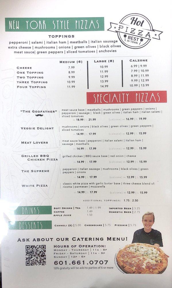 Menu at Billy's Italian Restaurant, Vicksburg, S Frontage Rd # 112B