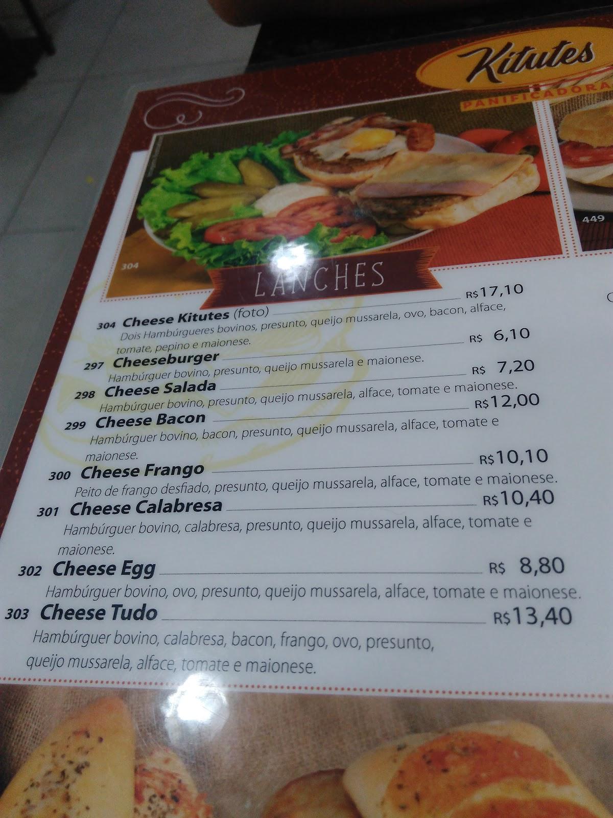 Menu at Kitutes Panificadora e Confeitaria restaurant, Curitiba