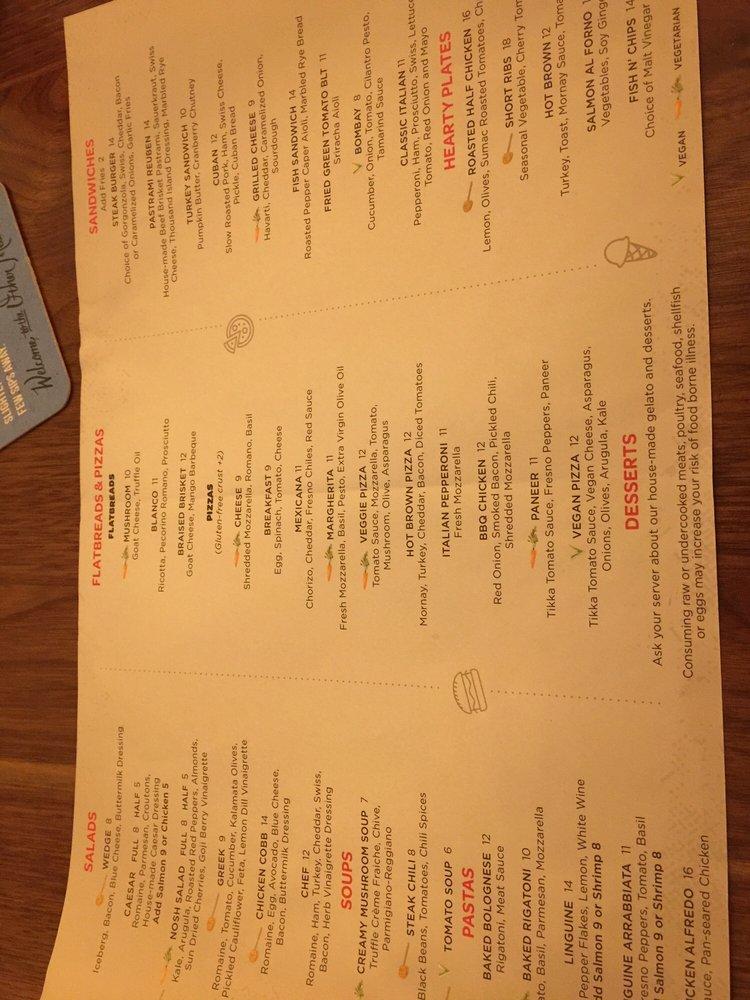 Menu at Noosh Nosh pizzeria, Louisville
