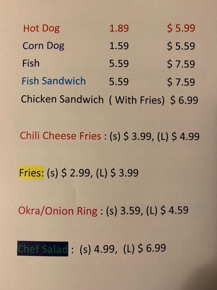 Menu at Rainbow Donuts cafe, York, 602 W Liberty St