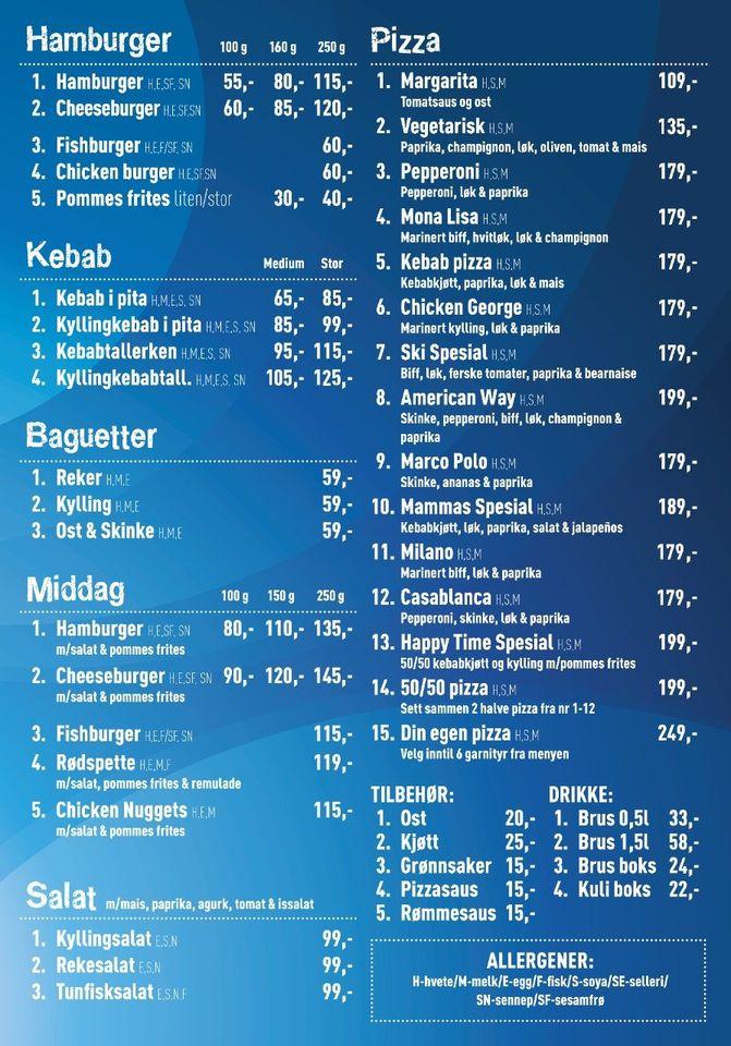 Menu at Ski pizza grill AS restaurant, Ski
