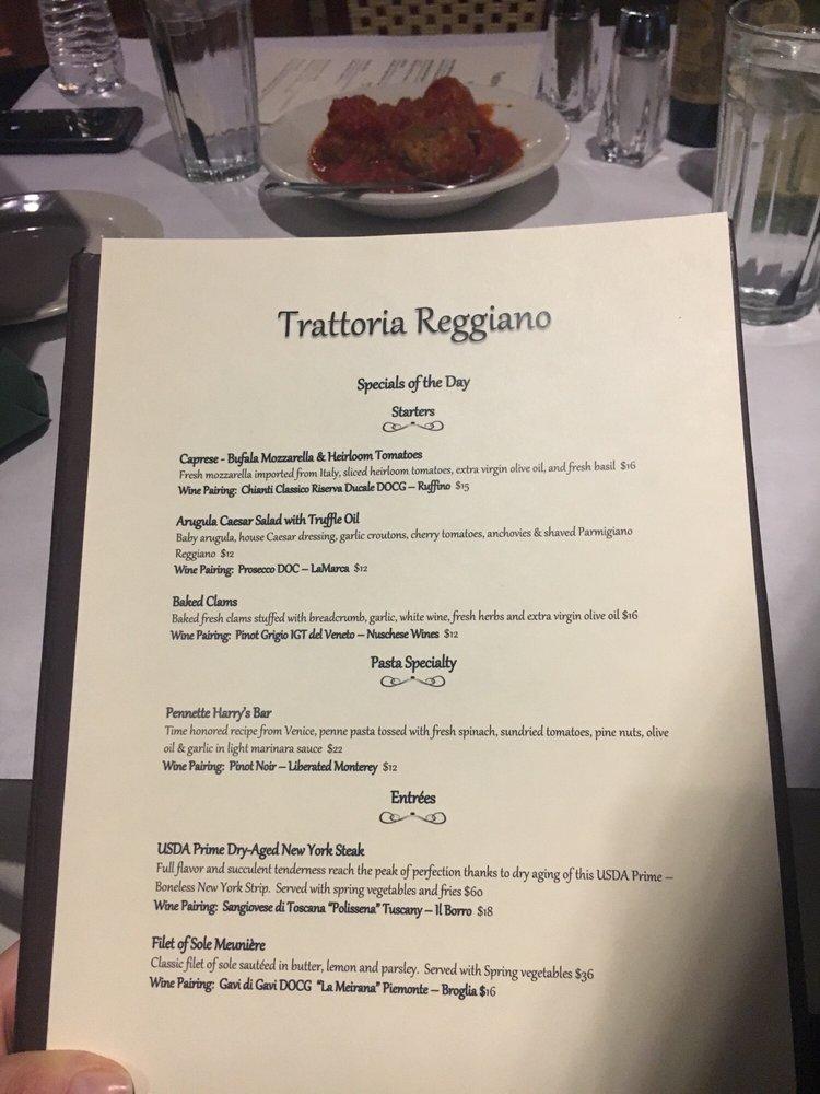 Menu at Trattoria Reggiano Italian Restaurant - Downtown Summerlin, Las ...