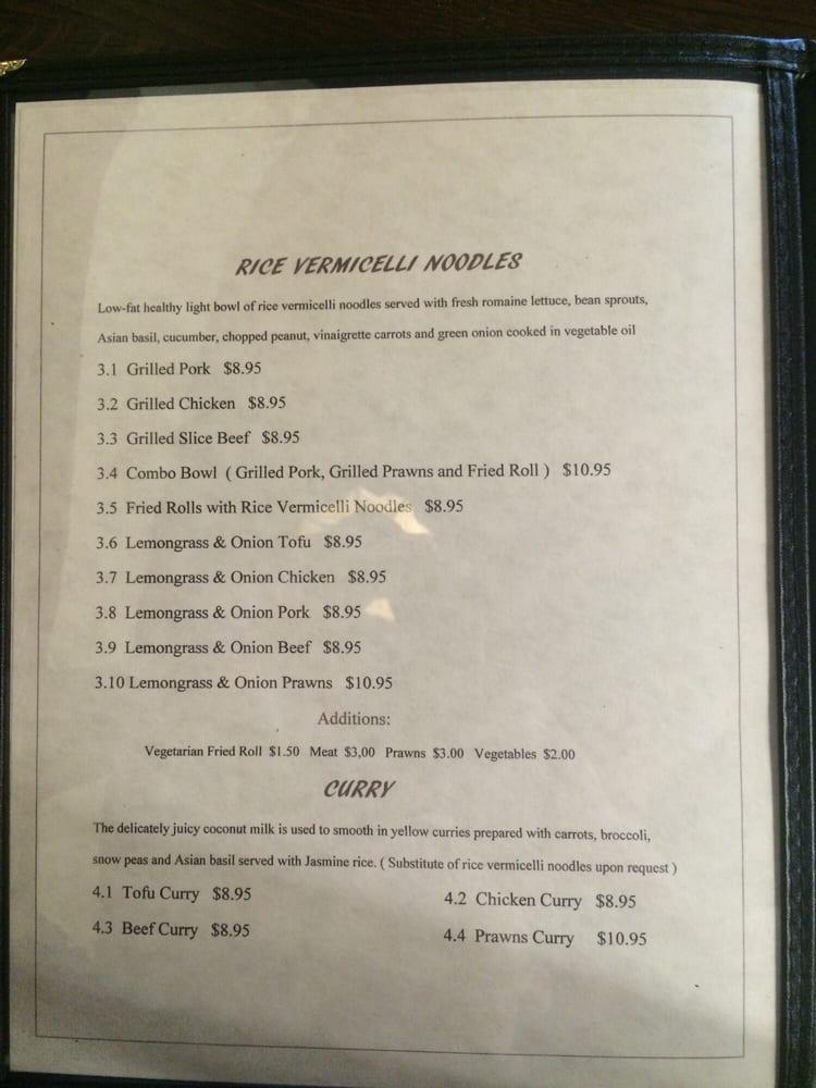 Menu at An Nam Pho restaurant, Seattle, Roosevelt Way NE