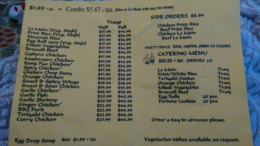 Menu at Beijing Express restaurant, La Mesa, Broadway