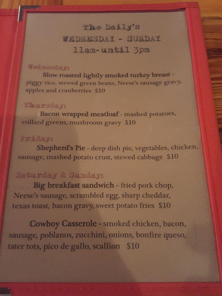 Menu at Bonfire Taqueria BBQ, Conway