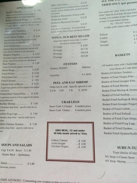 Menu at Randy's Rib Shack BBQ, Waldo