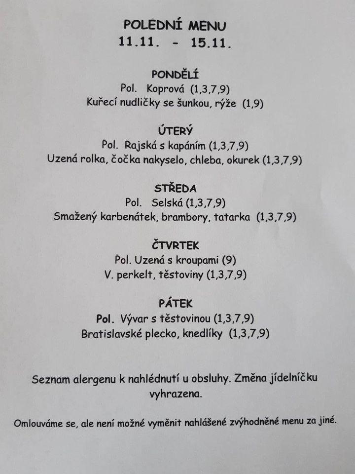 Menu at restaurant Nostalgia, Osoblaha